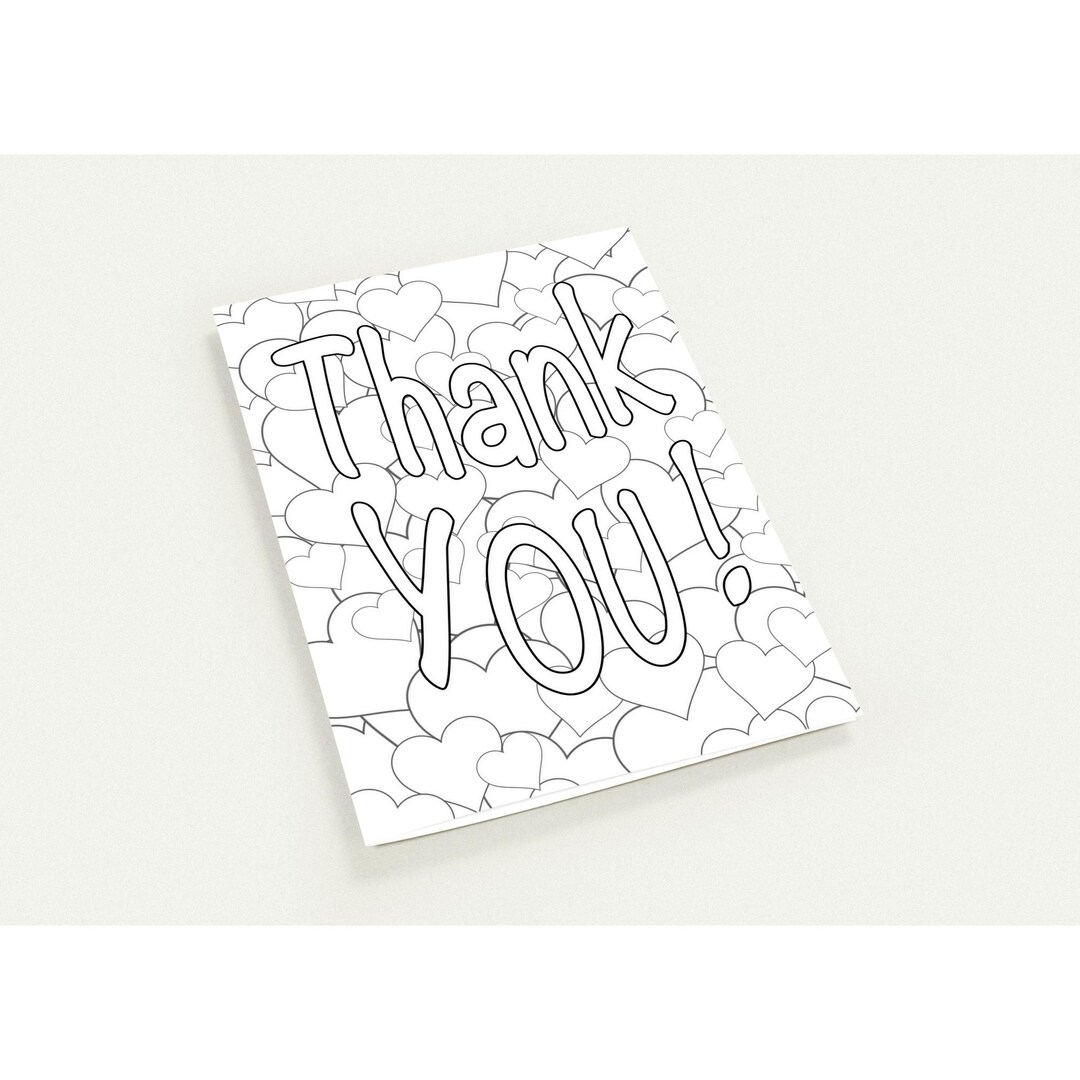 Coloring Thank You Cards: Heart DIY Gratitude Note Card Set - Etsy