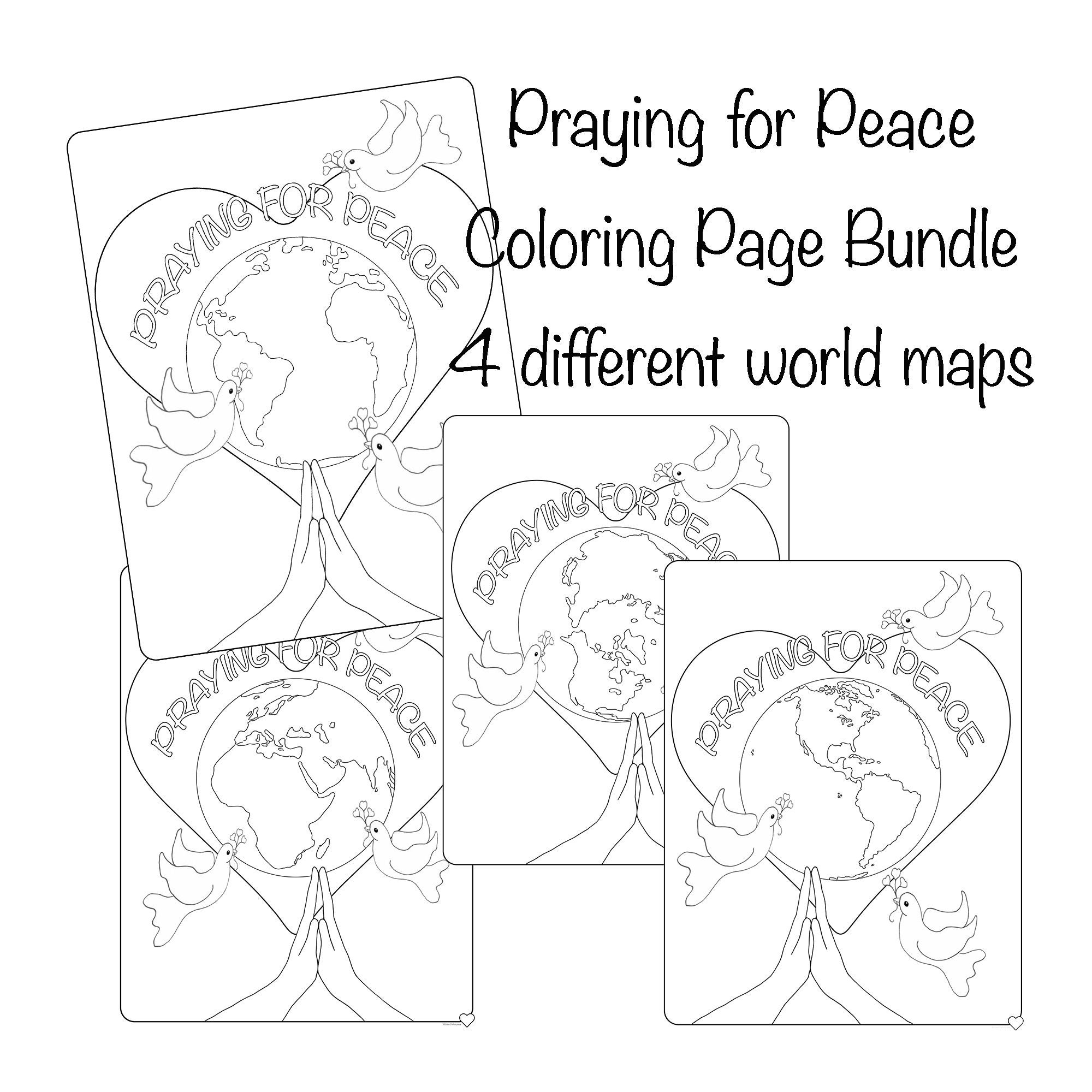World Peace Coloring Pages: Anxiety Relief, Positive Focus (PDF ...