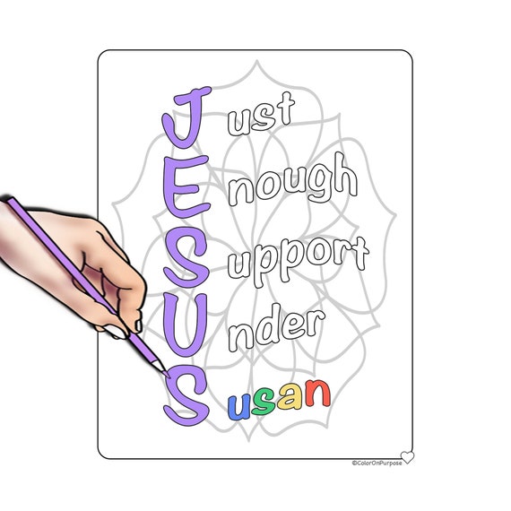 Jesus Acronym Coloring Page. Christian Affirmation for Susan. - Etsy México