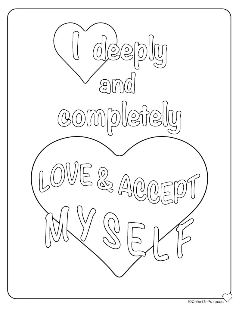 Self-love Affirmation Coloring Page: Positive Adult Printable (digital ...