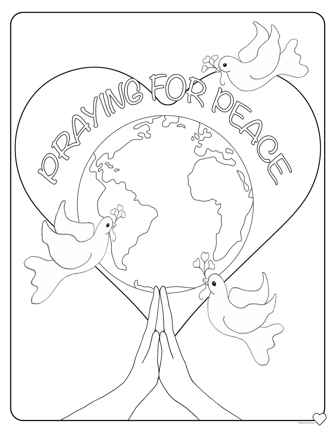 World Peace Coloring Pages: Anxiety Relief, Positive Focus (PDF ...
