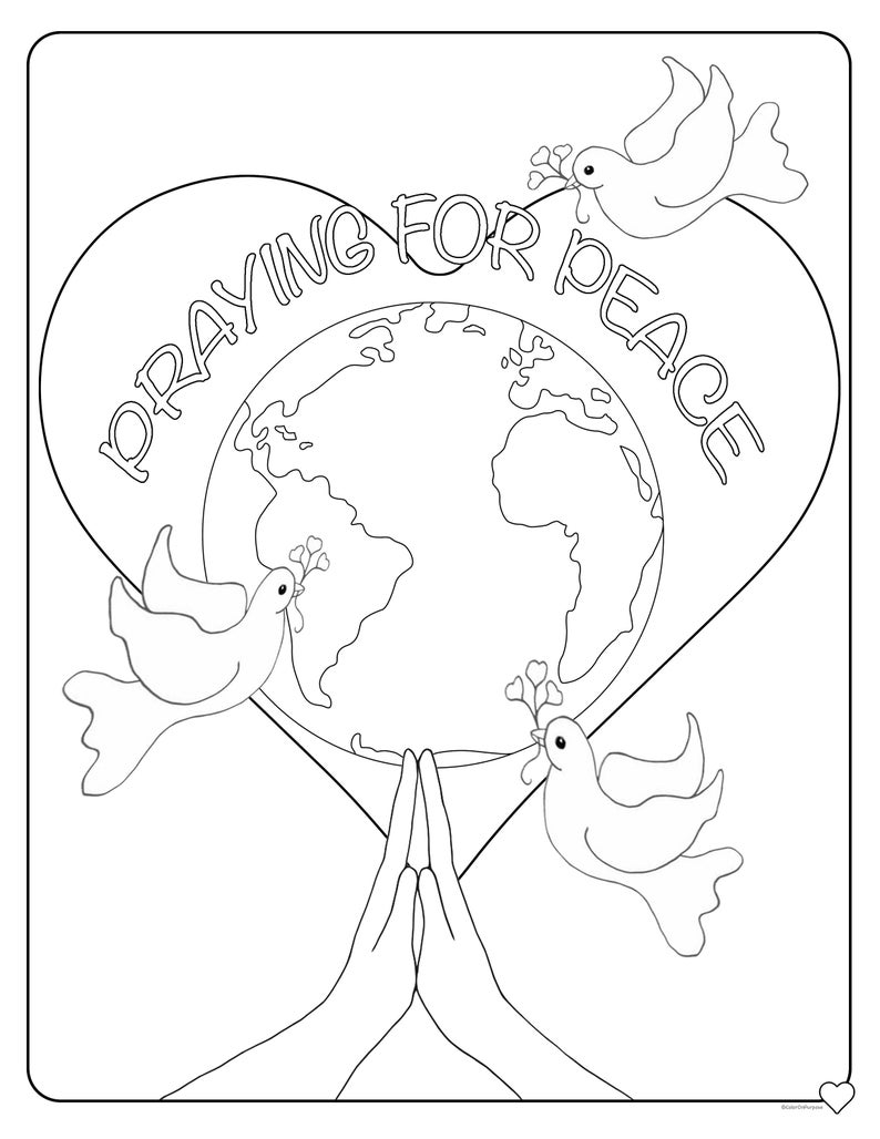 Praying for World Peace Coloring Pages to Reduce Anxiety and Fear ...