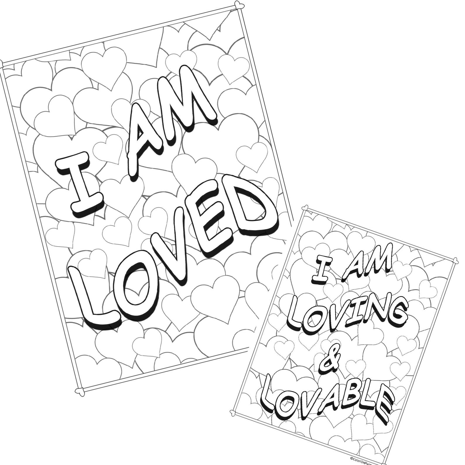 I AM LOVED Affirmation Coloring Page | Printable Self-love Adult ...