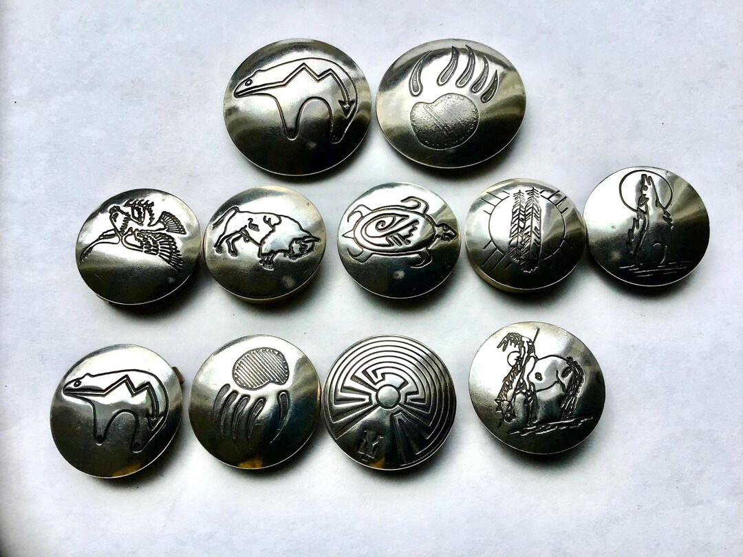 Vintage Sterling Silver Native American Button Covers - Set of 11 - Etsy