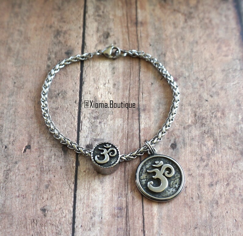 Stainless Steel Om Chain Bracelet, Yoga Bracelet, Meditation Bracelet ...