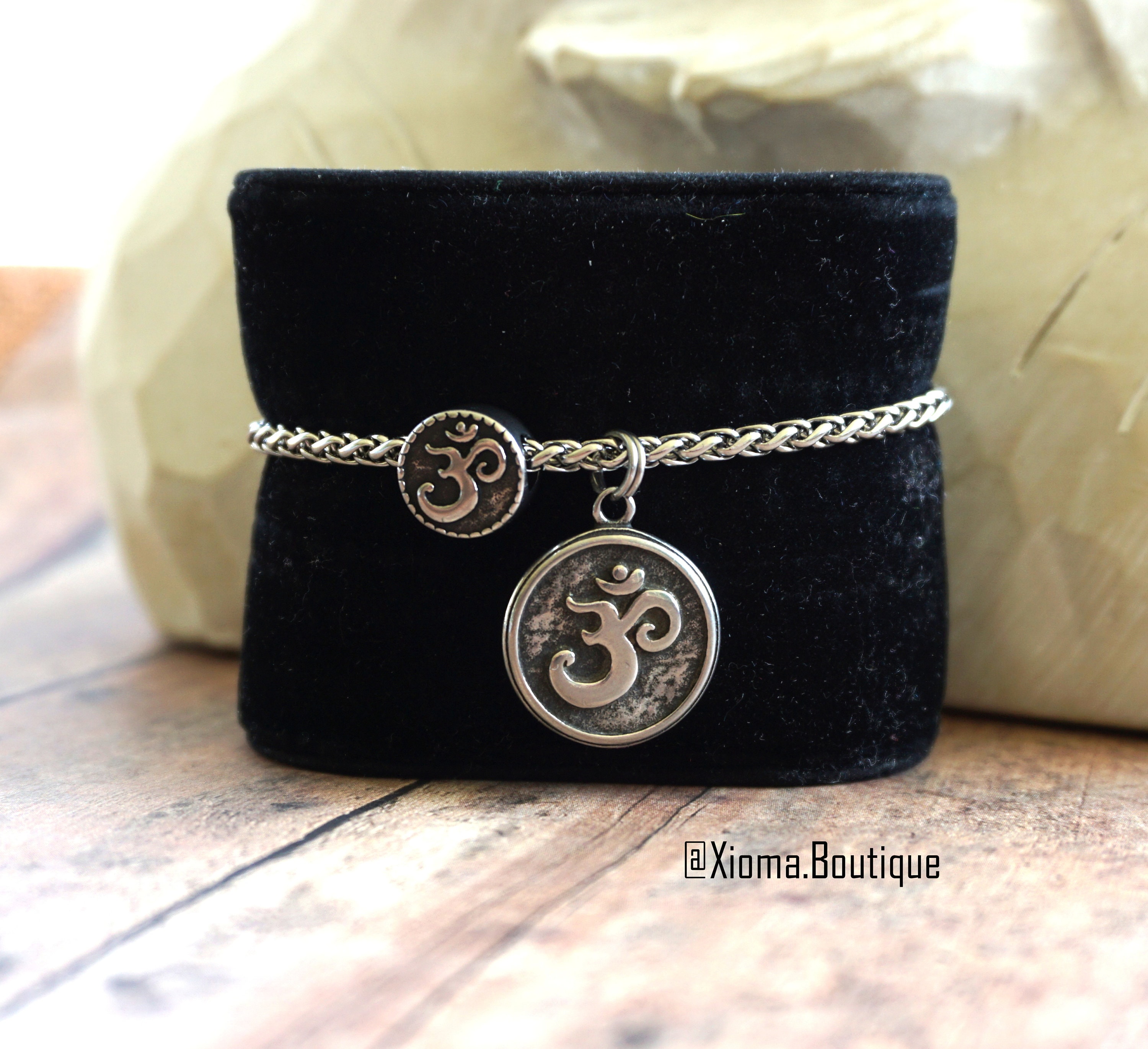 Stainless Steel Om Chain Bracelet, Yoga Bracelet, Meditation Bracelet ...