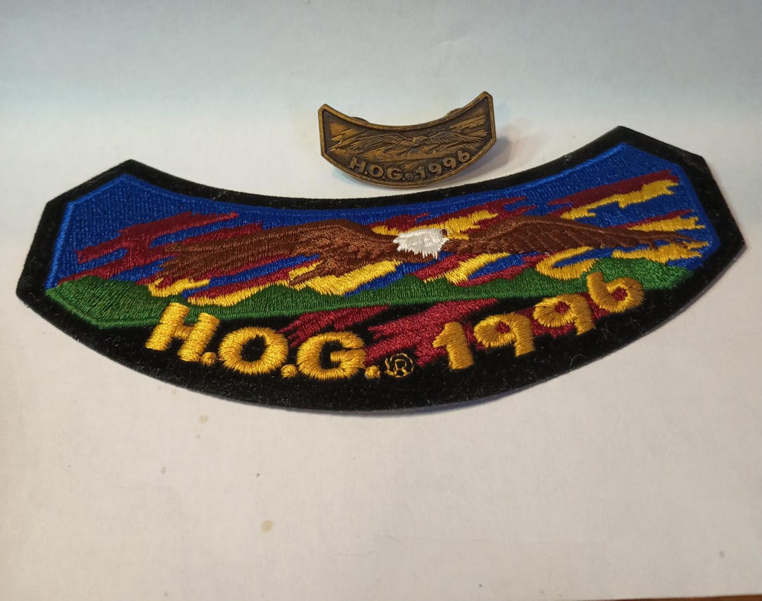 Official Harley Davidson H.O.G. 1996 Soaring Eagle Patch & Pin Set ...