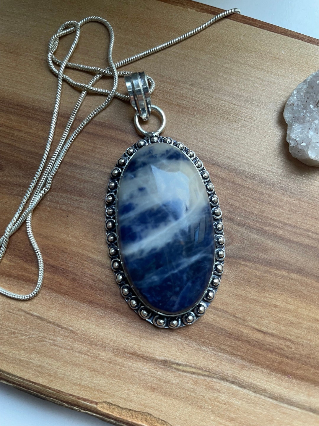 Sodalite Pendant in Silver, "quiet" - Etsy