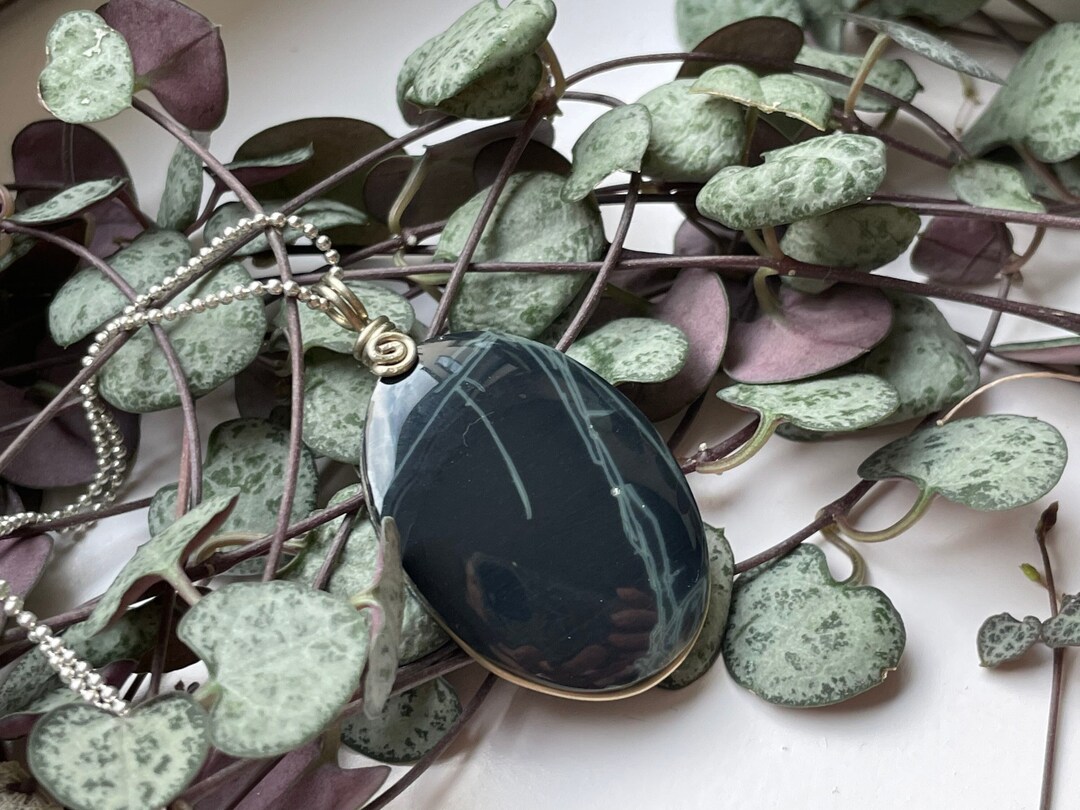 Spider Obsidian Pendant in Silver Plated, "deep Anchorage". - Etsy
