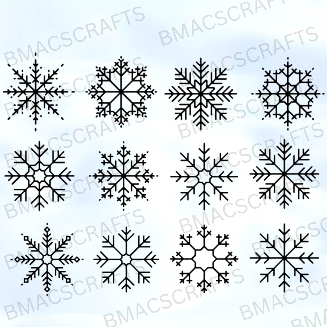 12 Different Snowflake Designs Digital SVG - Etsy