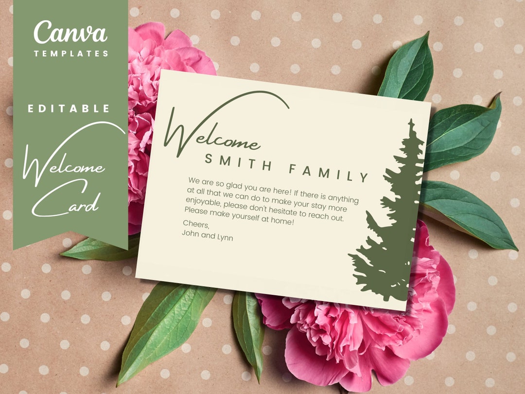 Vacation Rental Welcome Card Forest Cabin Theme | Template for Vacation ...
