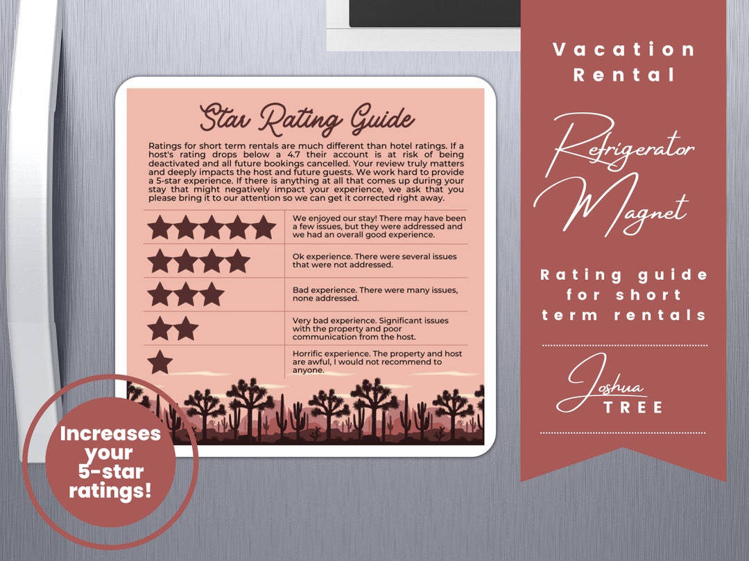 Vacation Rental Rating Guide Refrigerator Magnet | Tools to Boost 5 ...