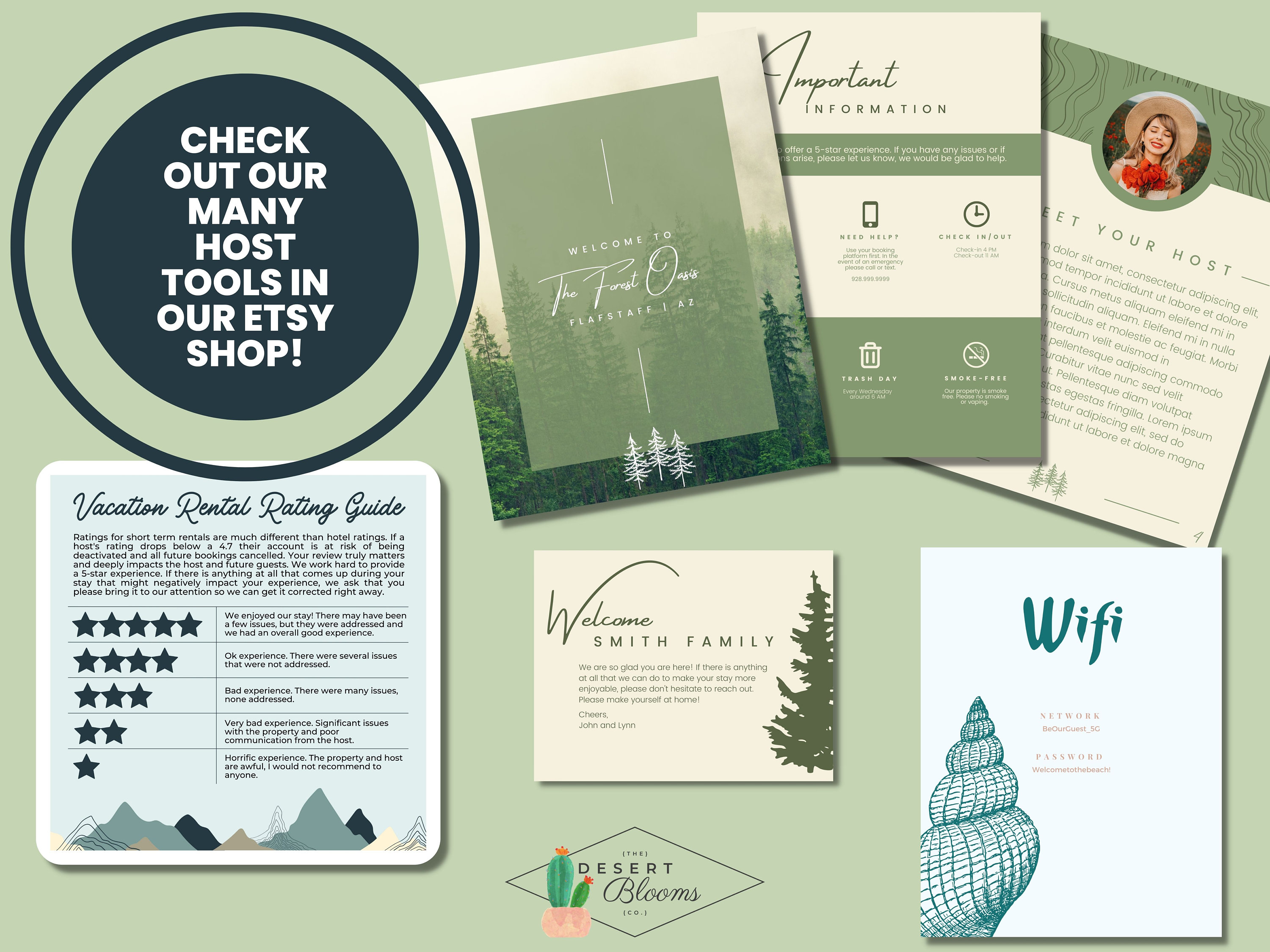 Short Term Rental Rating Refrigerator Magnet | Modern Mountain Forest ...