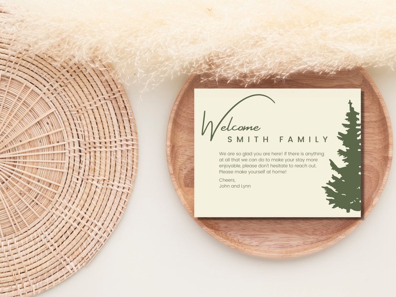 Vacation Rental Welcome Card Forest Cabin Theme Template for - Etsy