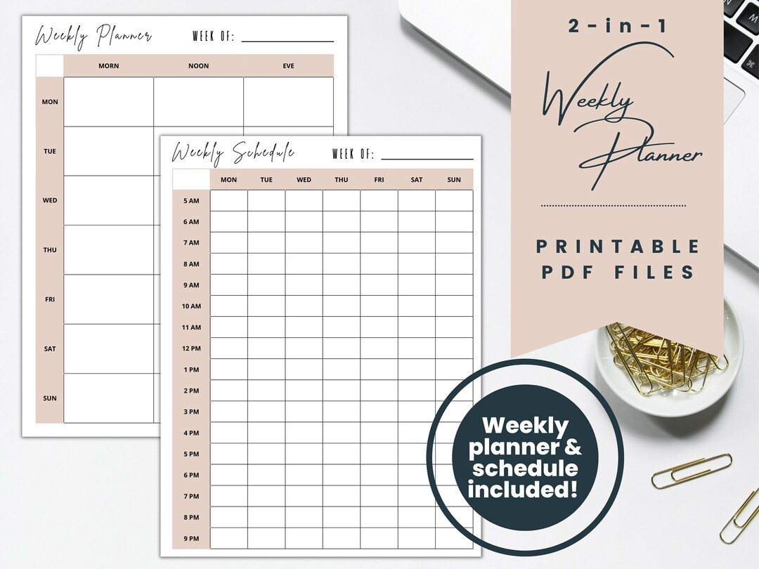 Printable Weekly Planner and Weekly Schedule | Modern Productivity ...