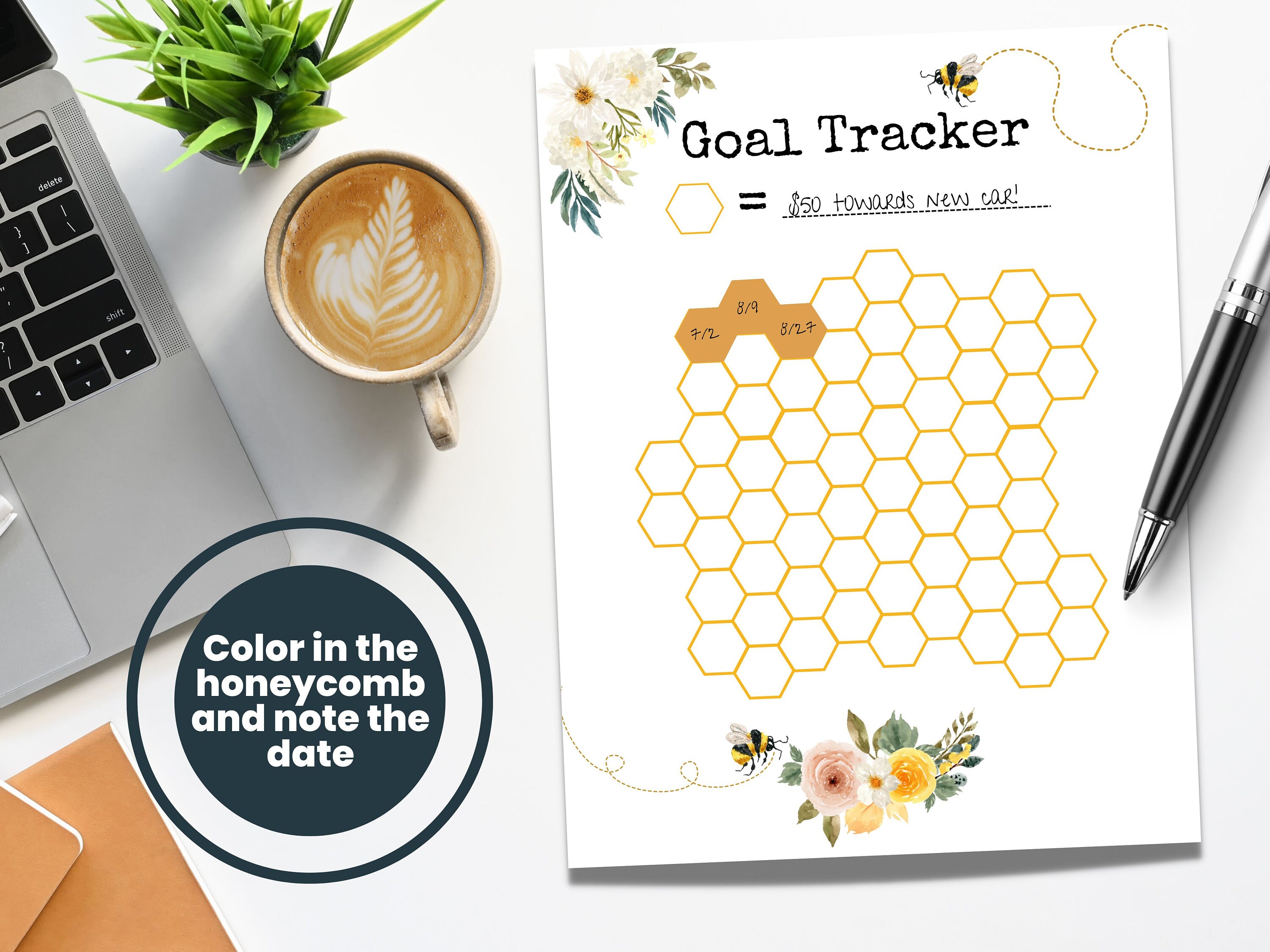 Printable Honeycomb Goal Tracker | Savings Tracker | Money Emergency ...