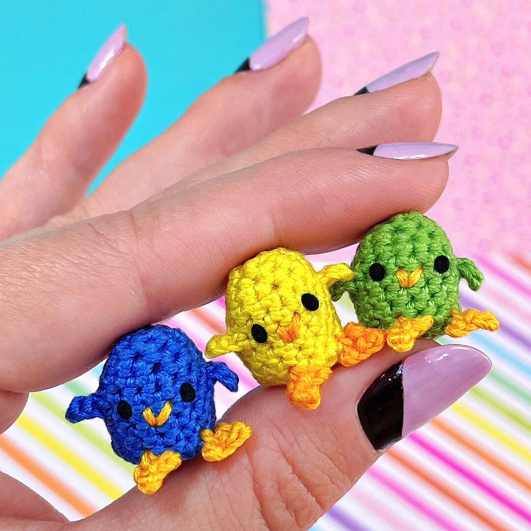 Micro Mini Tiny Crochet Animals Bird Chick Chicken Crow Raven Crochet ...