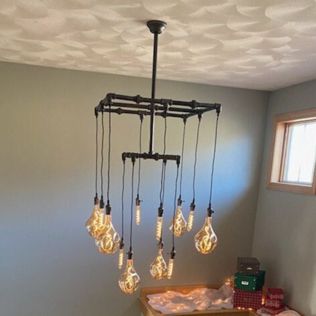 12 Light Tiered Elegant Industrial Steel Pipe Chandelier - Etsy