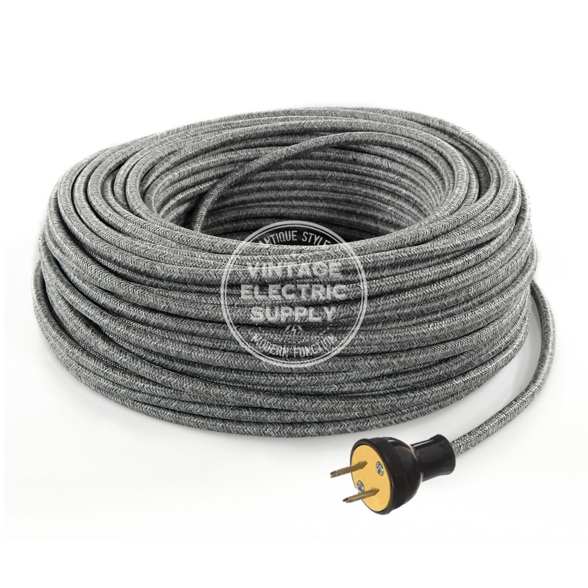 Grey Linen Cordset - Cloth Covered Round Rewire Set - Antique Lamp and ...