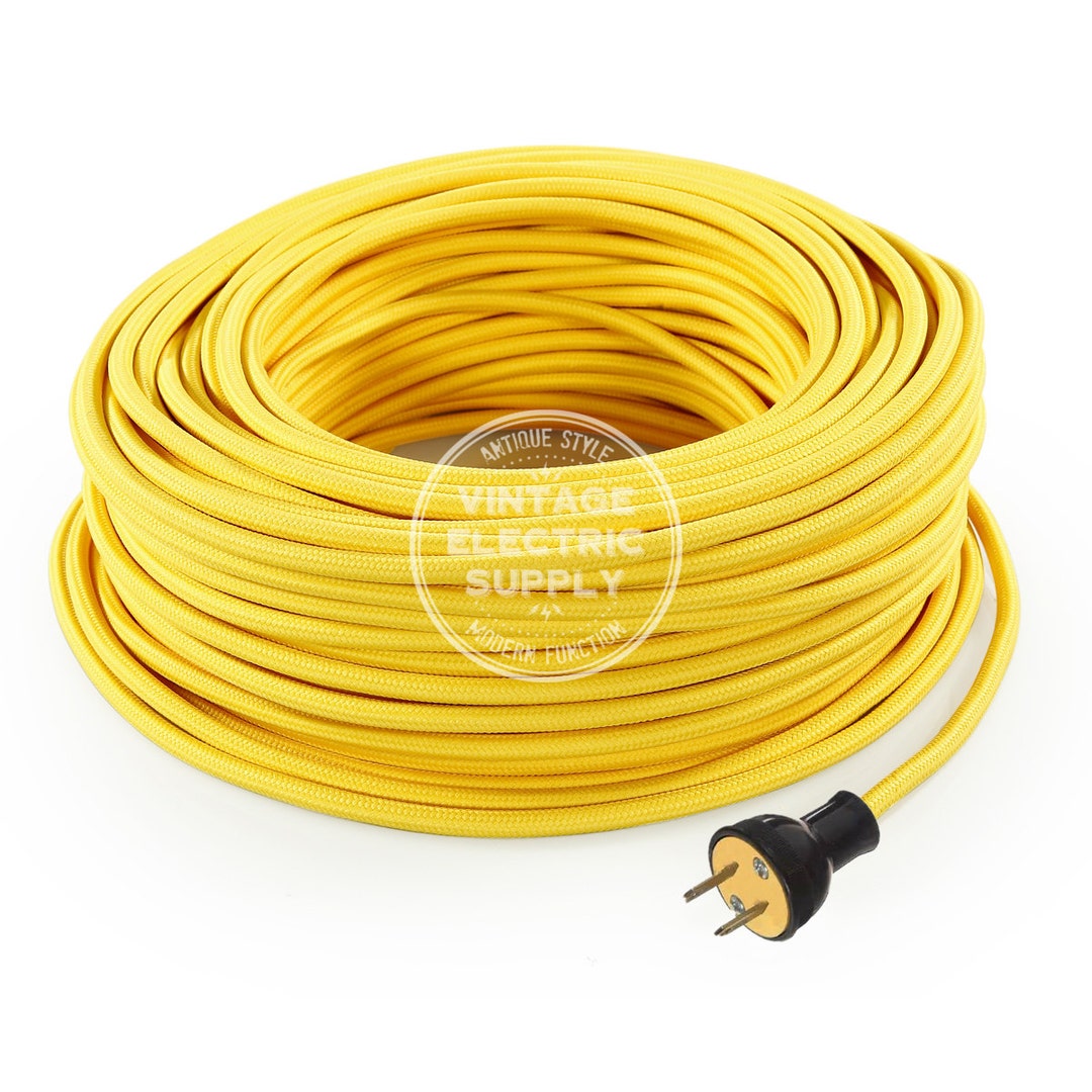 Yellow Cordset - Cloth Covered Round Rewire Set - Antique Lamp and Fan ...