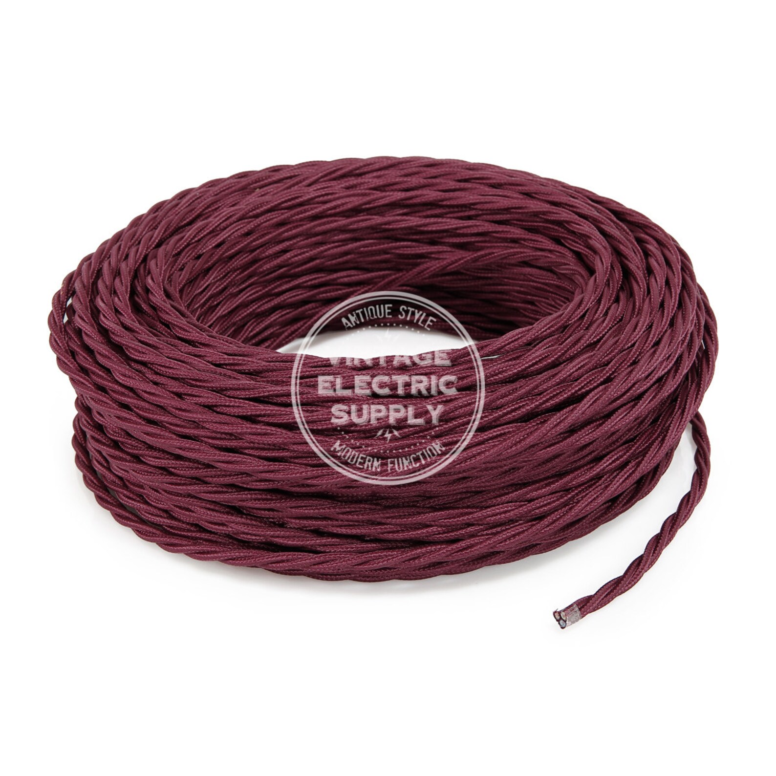 Burgundy Twisted Cloth Covered Wire - Vintage Lamp Cord - Antique Fan ...