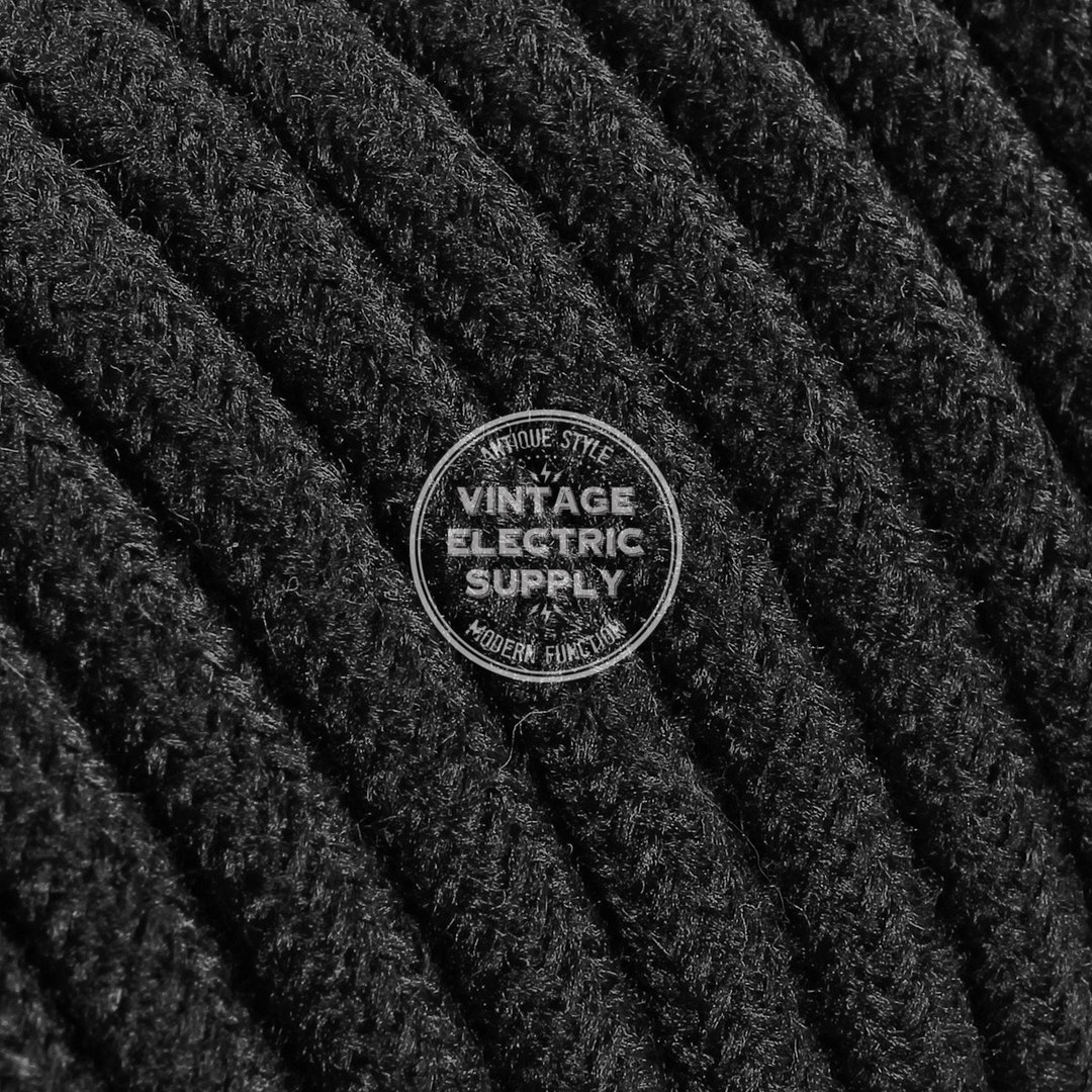 Black Raw Yarn Cloth Covered Wire Vintage Lamp Cord Antique Fan Cord ...