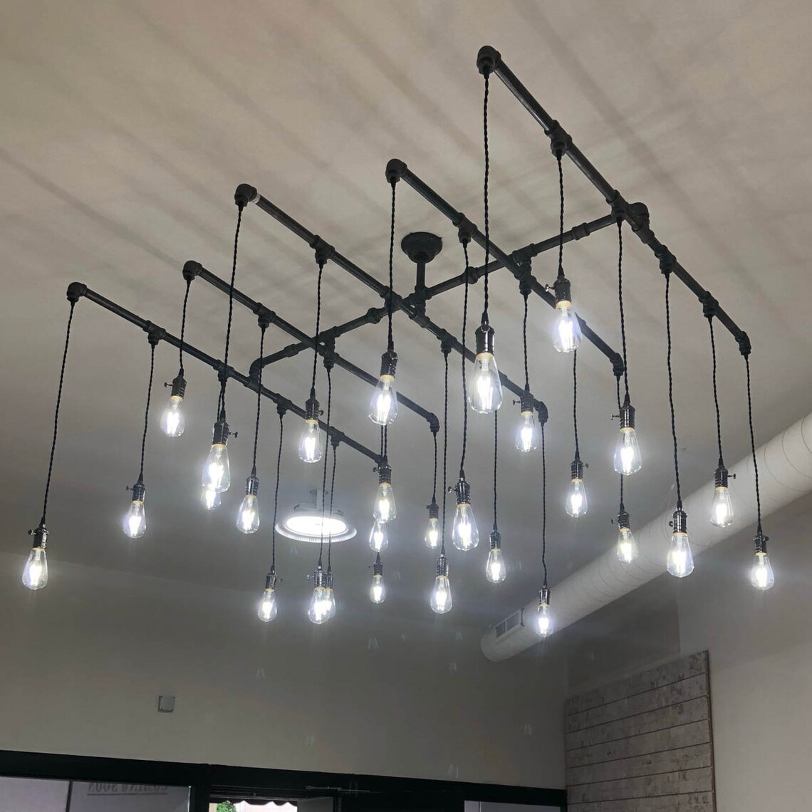 28 Light Square Industrial Steel Pipe Chandelier 60 X - Etsy