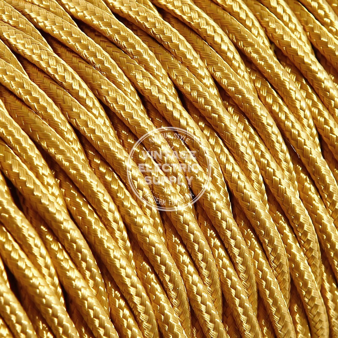Gold Twisted Cloth Covered Wire - Vintage Lamp Cord - Antique Fan Cord ...