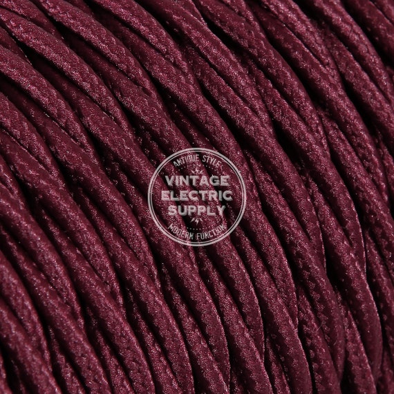 Burgundy Twisted Cloth Covered Wire Vintage Lamp Cord | Etsy