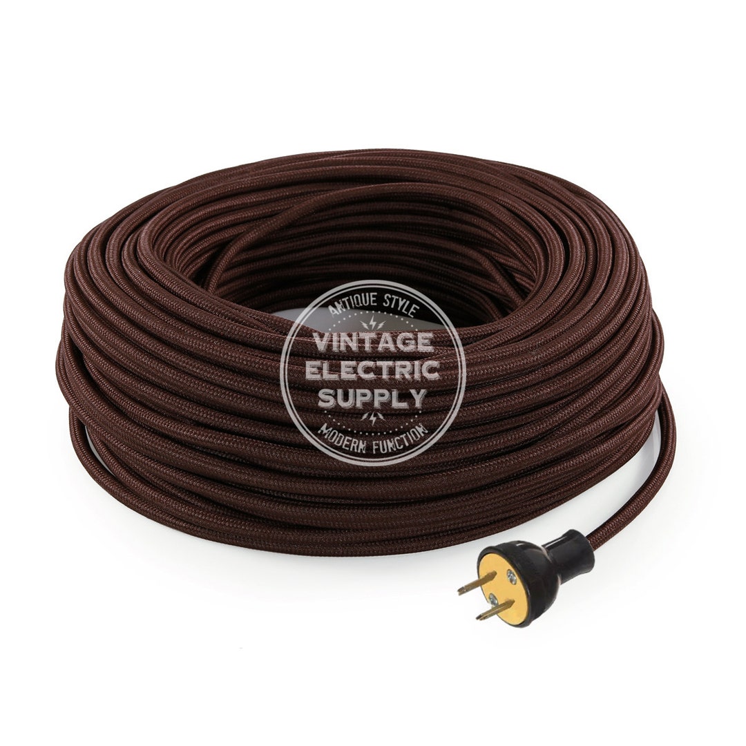 Brown Cordset - Cloth Covered Round Rewire Set - Antique Lamp and Fan ...