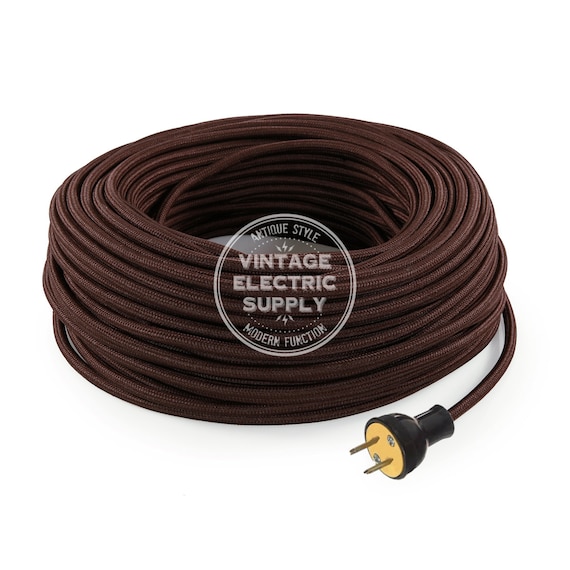 Brown Cordset Cloth Covered Round Rewire Set Antique Lamp | Etsy