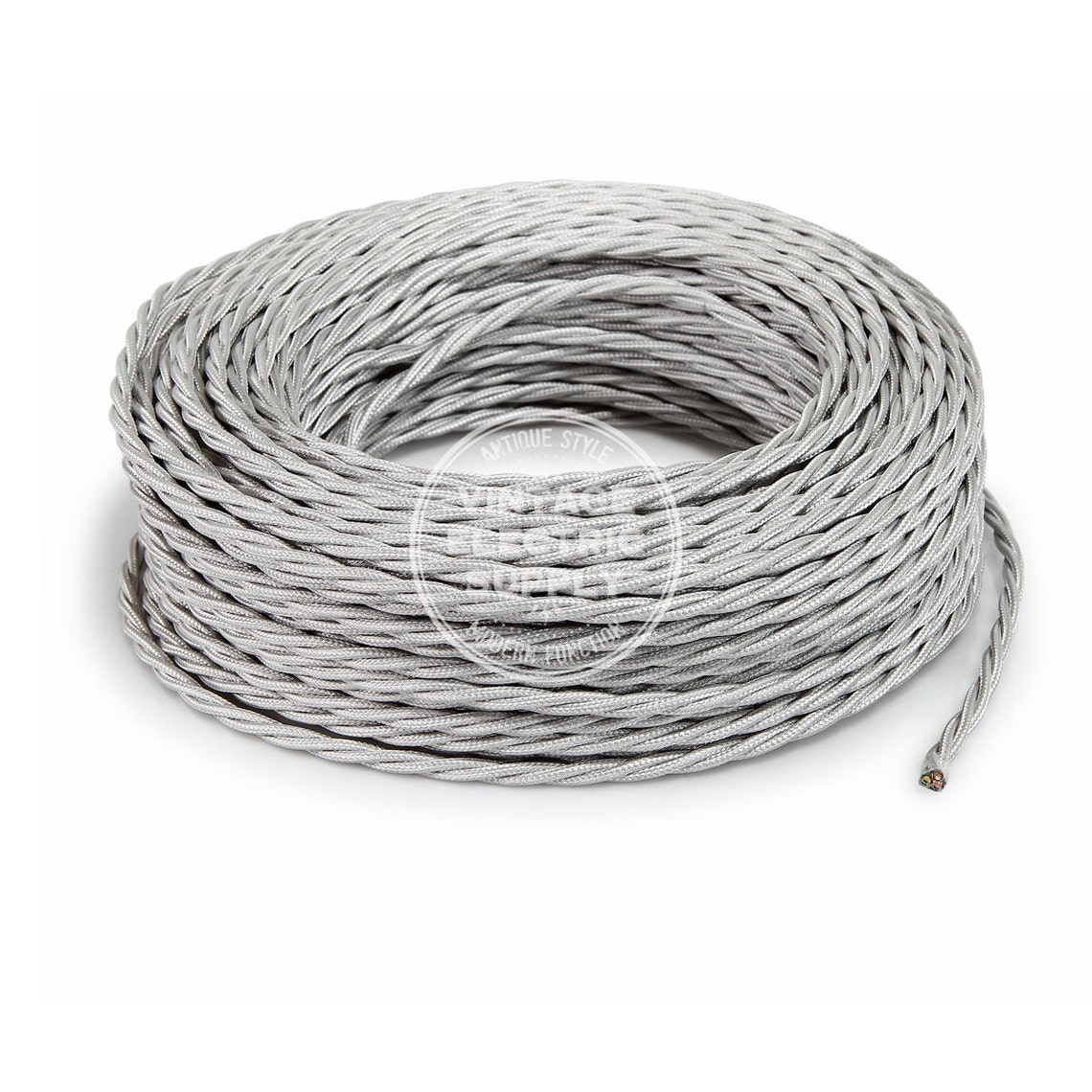 Silver Twisted Cloth Covered Wire Vintage Lamp Cord - Etsy