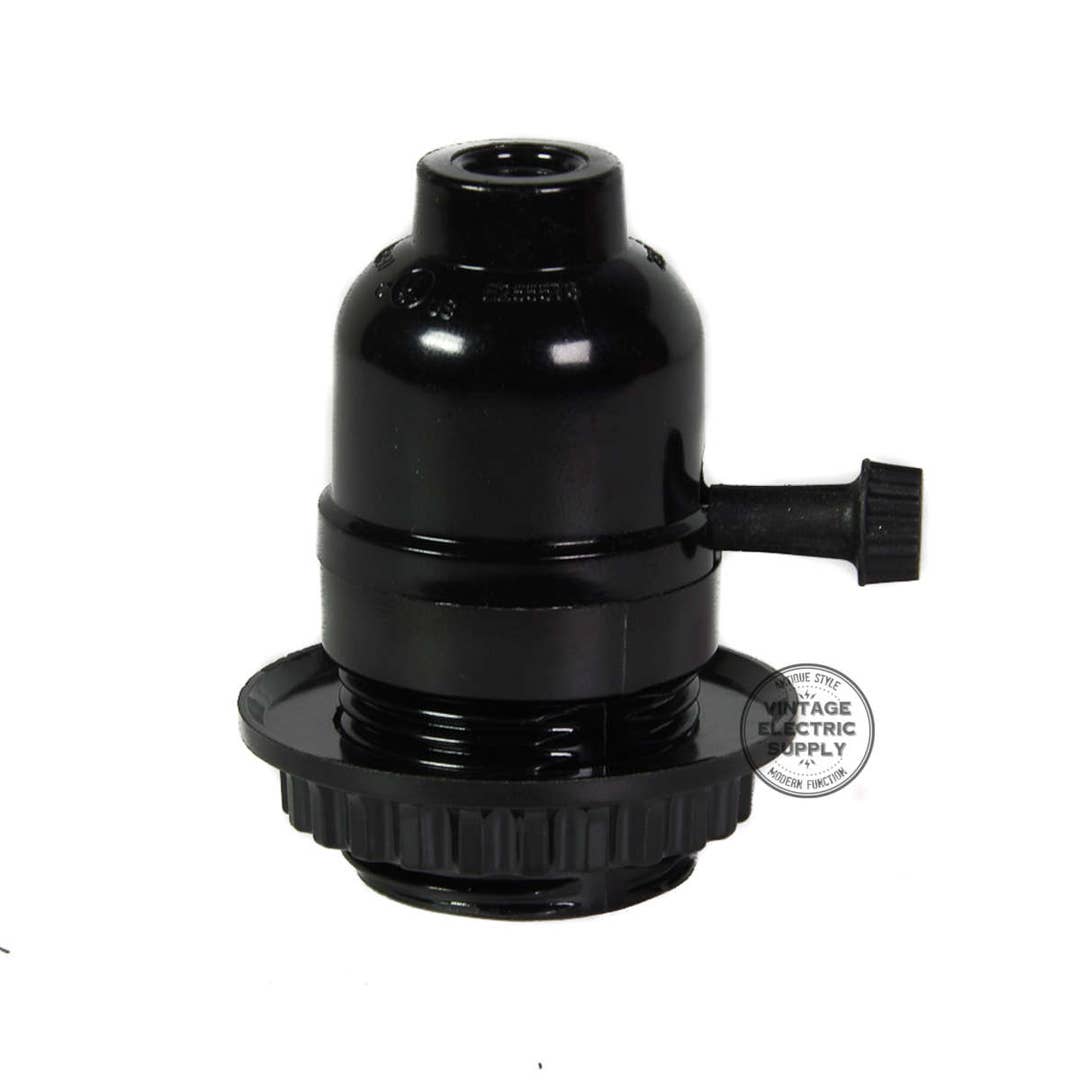 Black Phenolic Socket Rotary On/off With Screw Ring and Strain Relief ...