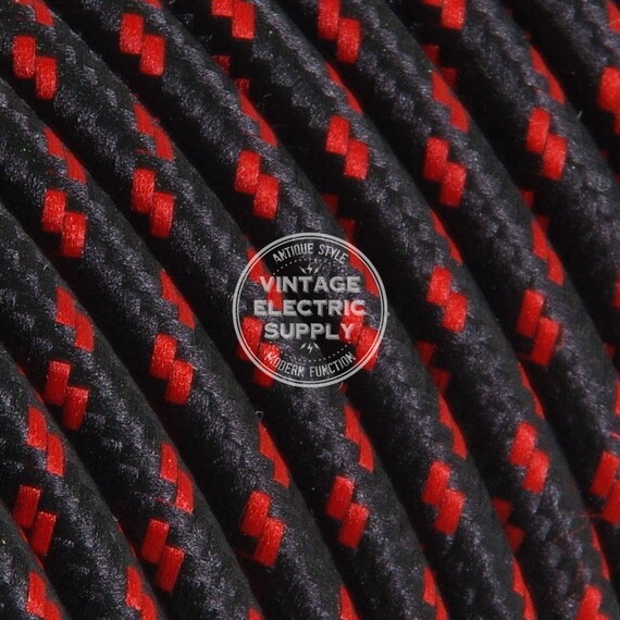 Heavy Duty Black & Red Tracer Cloth Covered Wire 15/3 | Etsy