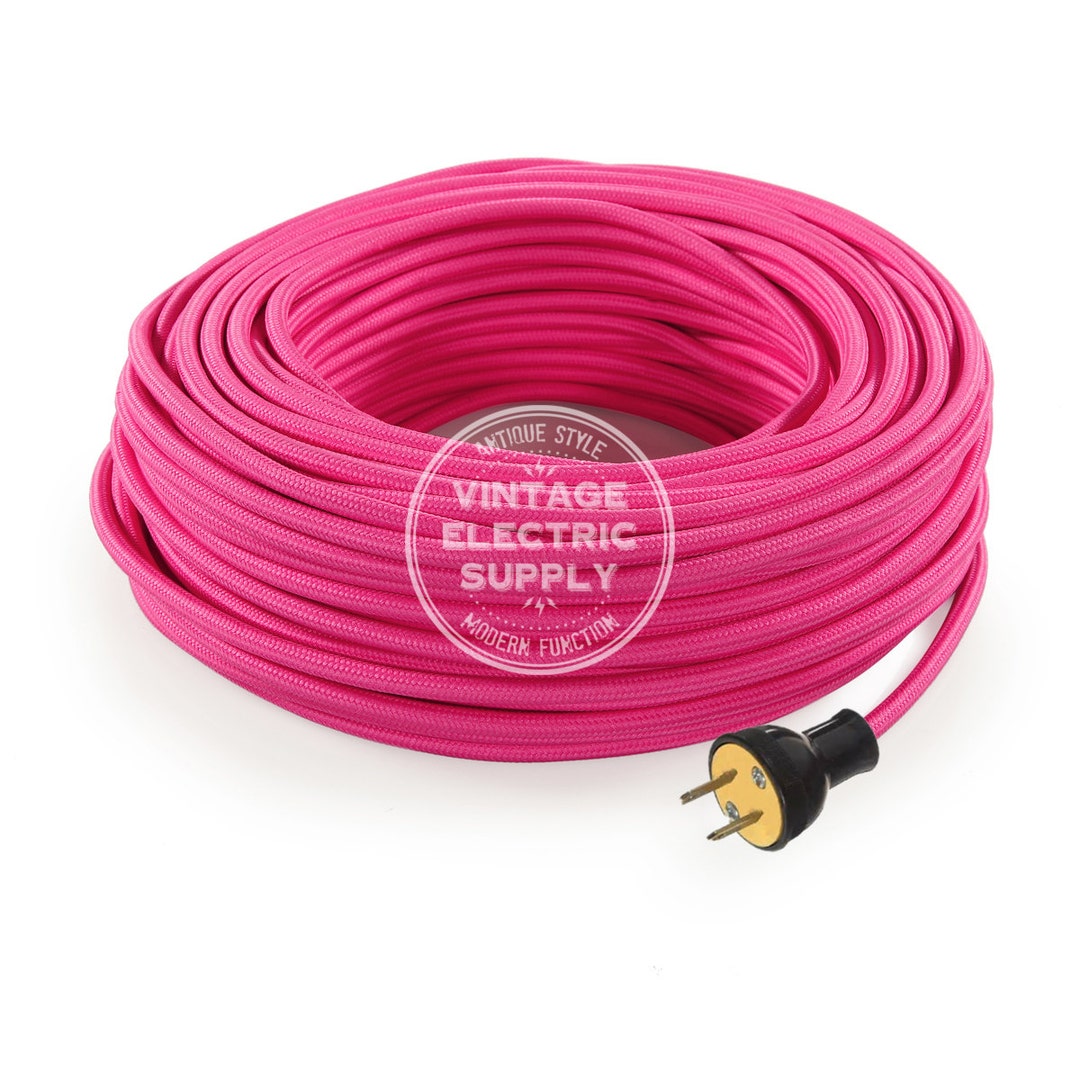 Pink Cordset - Cloth Covered Round Rewire Set - Antique Lamp and Fan ...