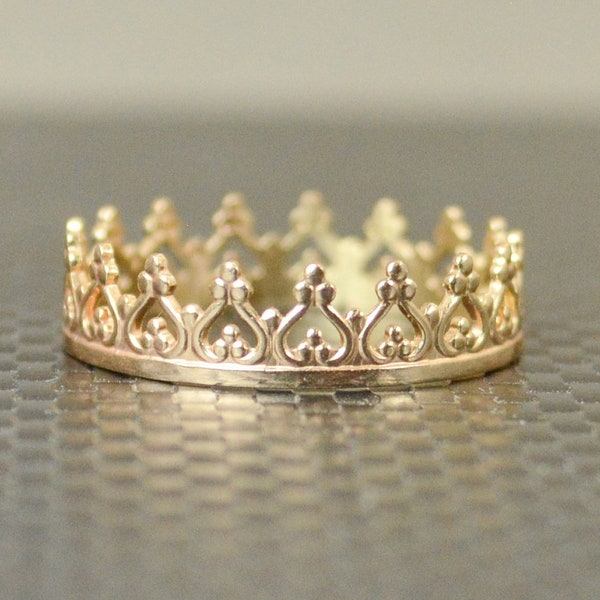 Crown Solid Gold Ring - Etsy