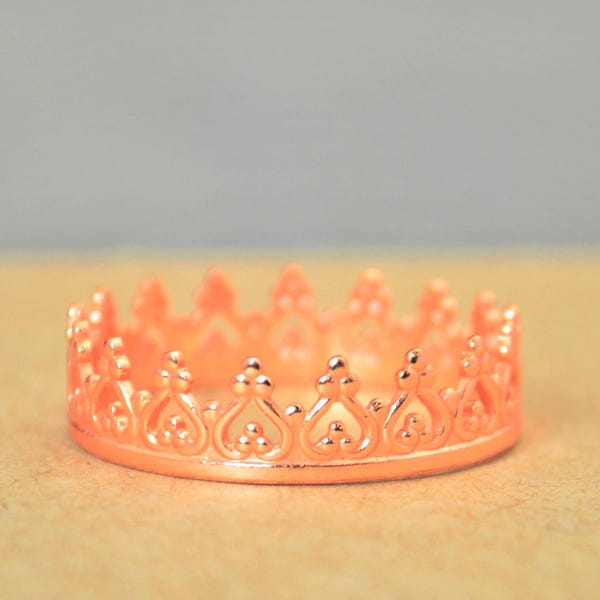 Rose Gold Crown Ring - Etsy
