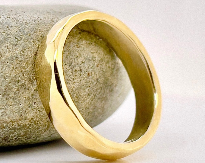 4mm Wide Solid Gold Hammered Wedding Band, Choose 10k, 14k, 18k, or 22k ...