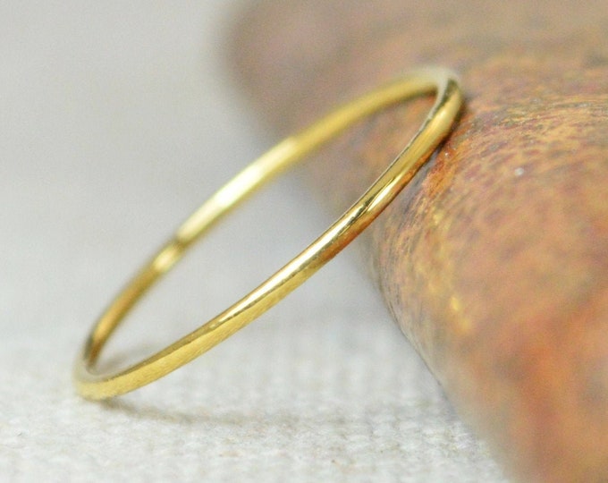 22k Solid Yellow Gold Round Ring, Thin Round 22k Gold Ring, 22k Round ...