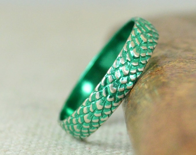Green Snake Scale Ring, Sterling Ring, Green Dragon Scale Ring, Green ...