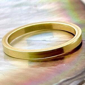 2mm Wide Flat Gold Ring 10k, 14k, 18k, or 22k, Solid Gold, 2mm Gold Band, Dainty Gold Ring, Real ...