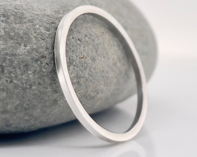 1mm Square Silver Ring, Square Sterling Band, Minimal Ring, Sterling Silver Ring, Danity Band ...