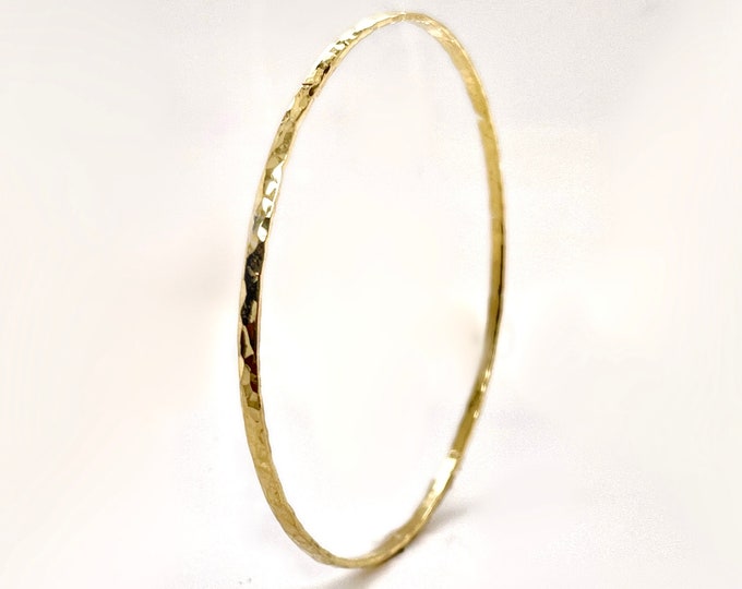 Classic 14k Gold Filled Hammered Bangle, Textured Bangle, Gold Bangle ...