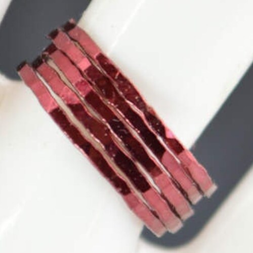 Super Thin Red Silver Stackable Rings Red Ring Stack - Etsy