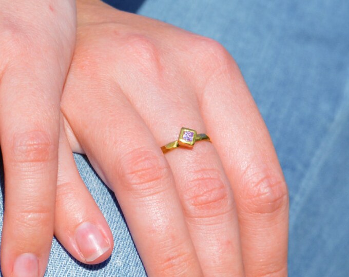 Square Pink Tourmaline Ring, Gold Filled Tourmaline Ring, October ...