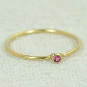 Tiny Ruby Ring, Ruby Stacking Ring, Gold Filled Ruby Ring, Ruby Mothers Ring, July Birthstone ...