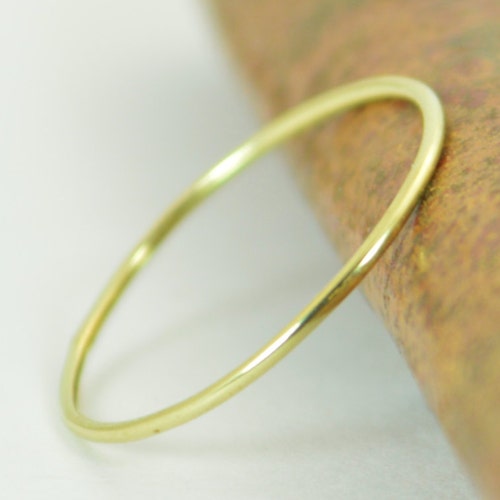 Solid 14K Green Gold Ring Super Thin Stacking Round Minimal - Etsy