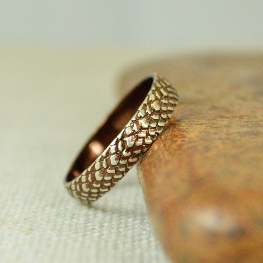 Brown Snake Scale Ring, Sterling Ring, Brown Dragon Scale Ring, Brown ...
