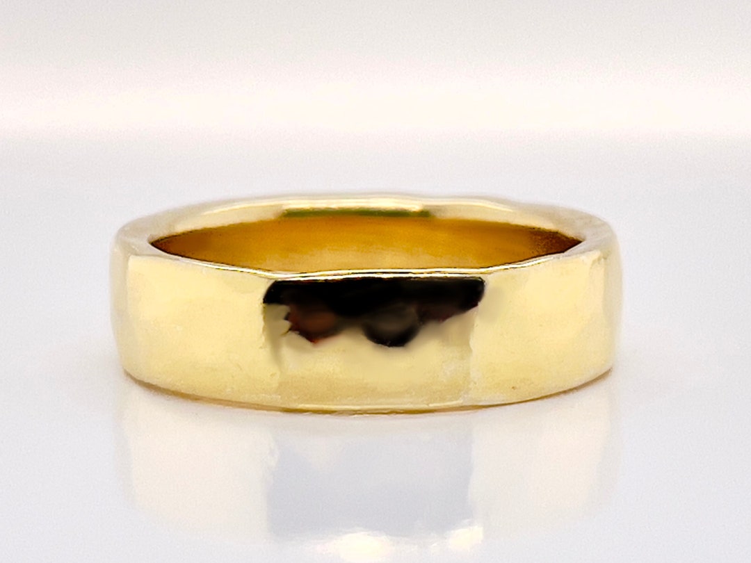 6mm Wide Solid Gold Hammered Wedding Band, Choose 10k, 14k, 18k, or 22k ...