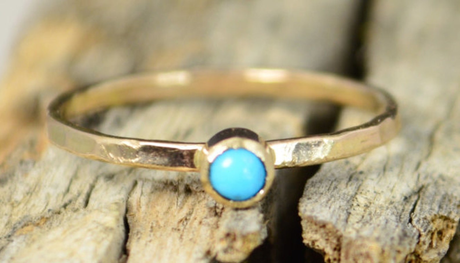 Classic Solid 14k Gold Turquoise Ring 3mm Gold Solitaire - Etsy